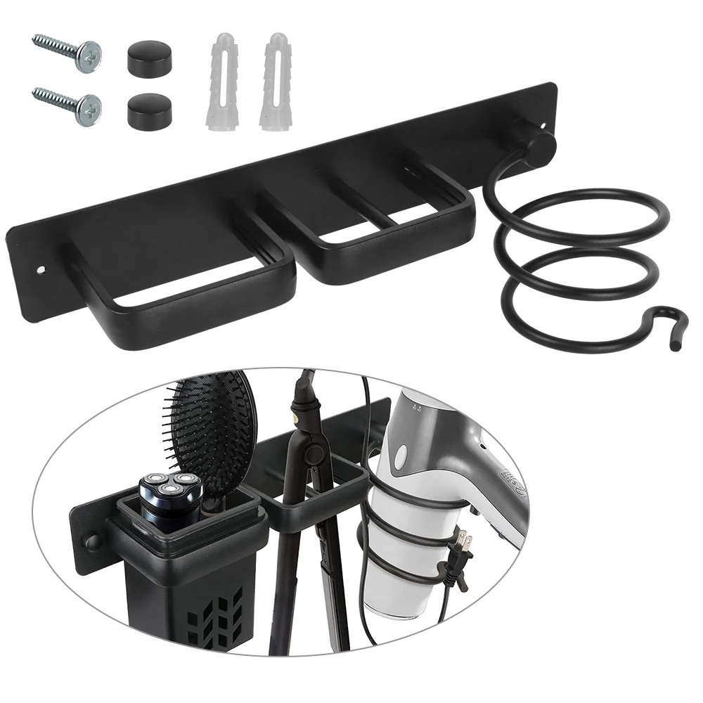 Hair Dryer Holder Rack Storage Box Wall Mounted Organizer Hair ...