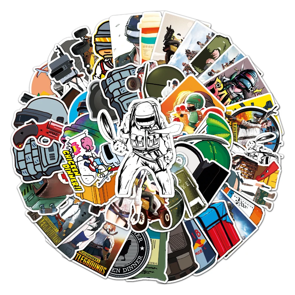 Cartoon Game PUBG Gun Stickers for Car Suitcase Skateboard Guitar ...