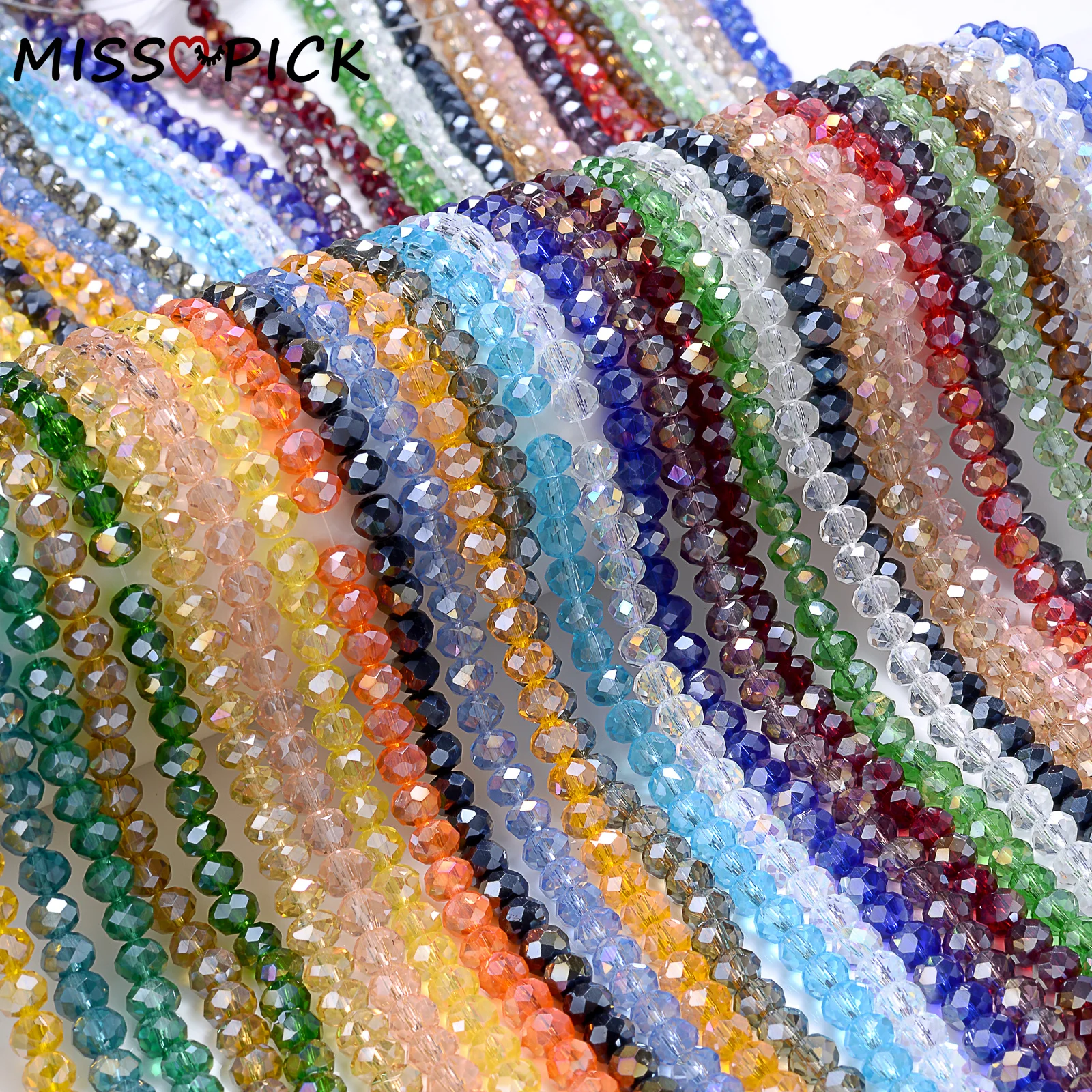 68 170Pcs 2/3/4/6/8/10mm AB Faceted Crystal Glass Beads Multicolor Flat ...