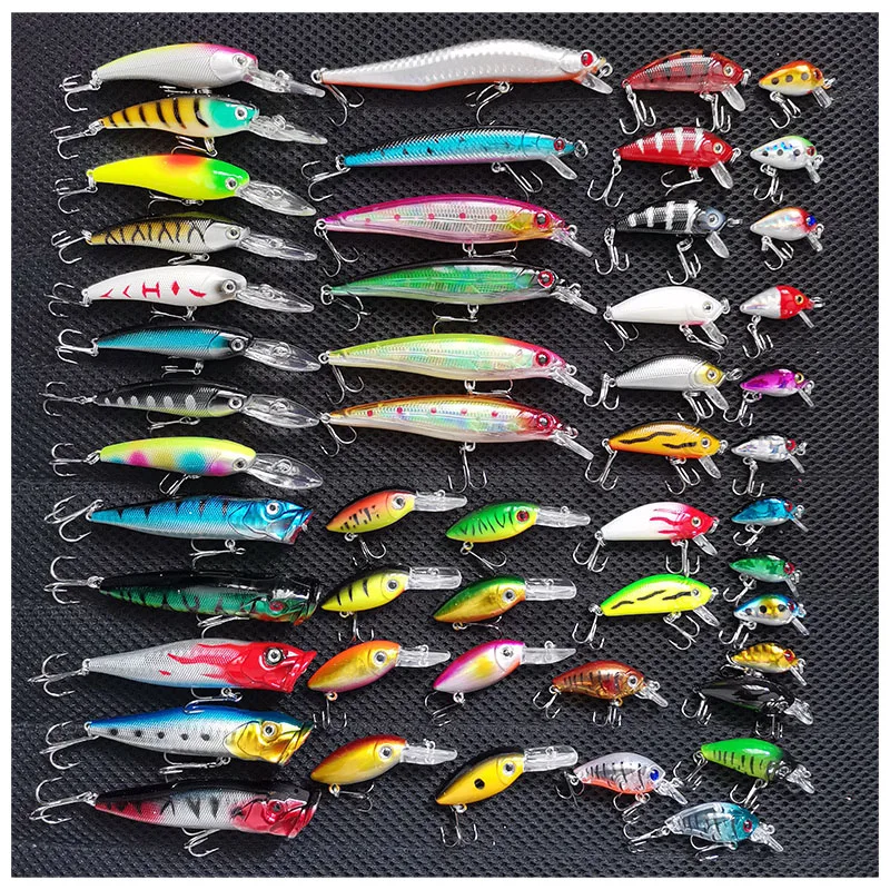52pcs Lot Mixed Fishing Lures Minnow Crankbaits Bass Baits Wobblers Set ...