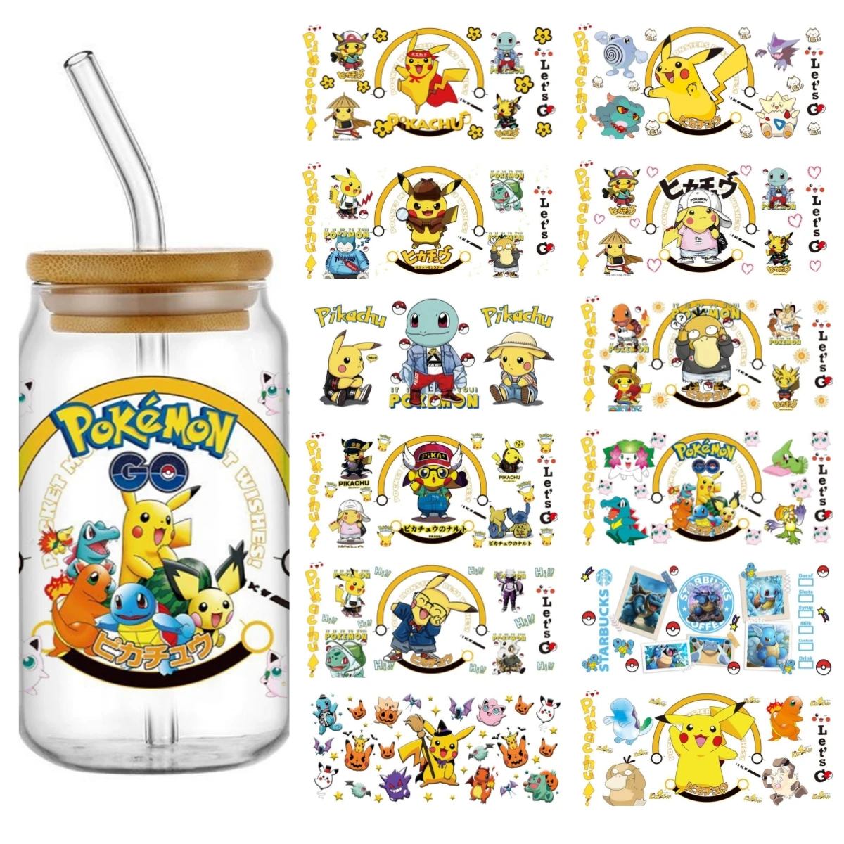 Miniso-Cute-Cartoon-mixed-Pokemon-UV-DTF-Transfer-Glass-Sticker ...