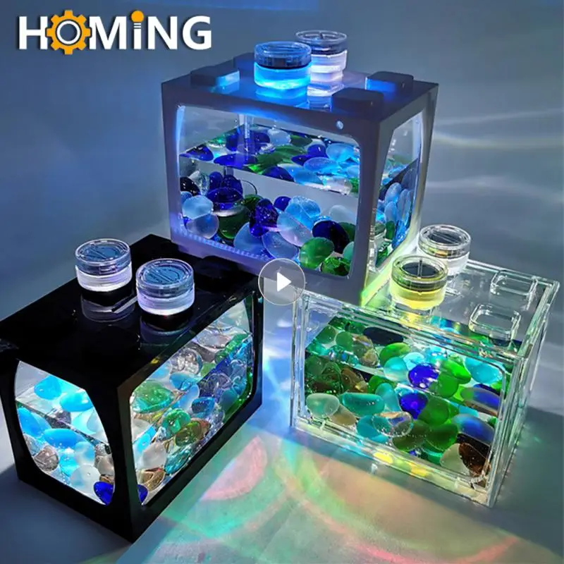 Mini-Transparent-Desktop-Fish-Tank-With-Light-Portable-Aquarium-Fish ...
