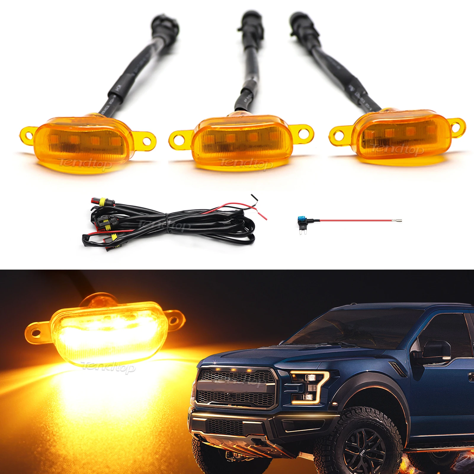 Amber-LED-Flashing-Light-Car-Front-Grille-LED-Light-Car-Light-For-Ford ...