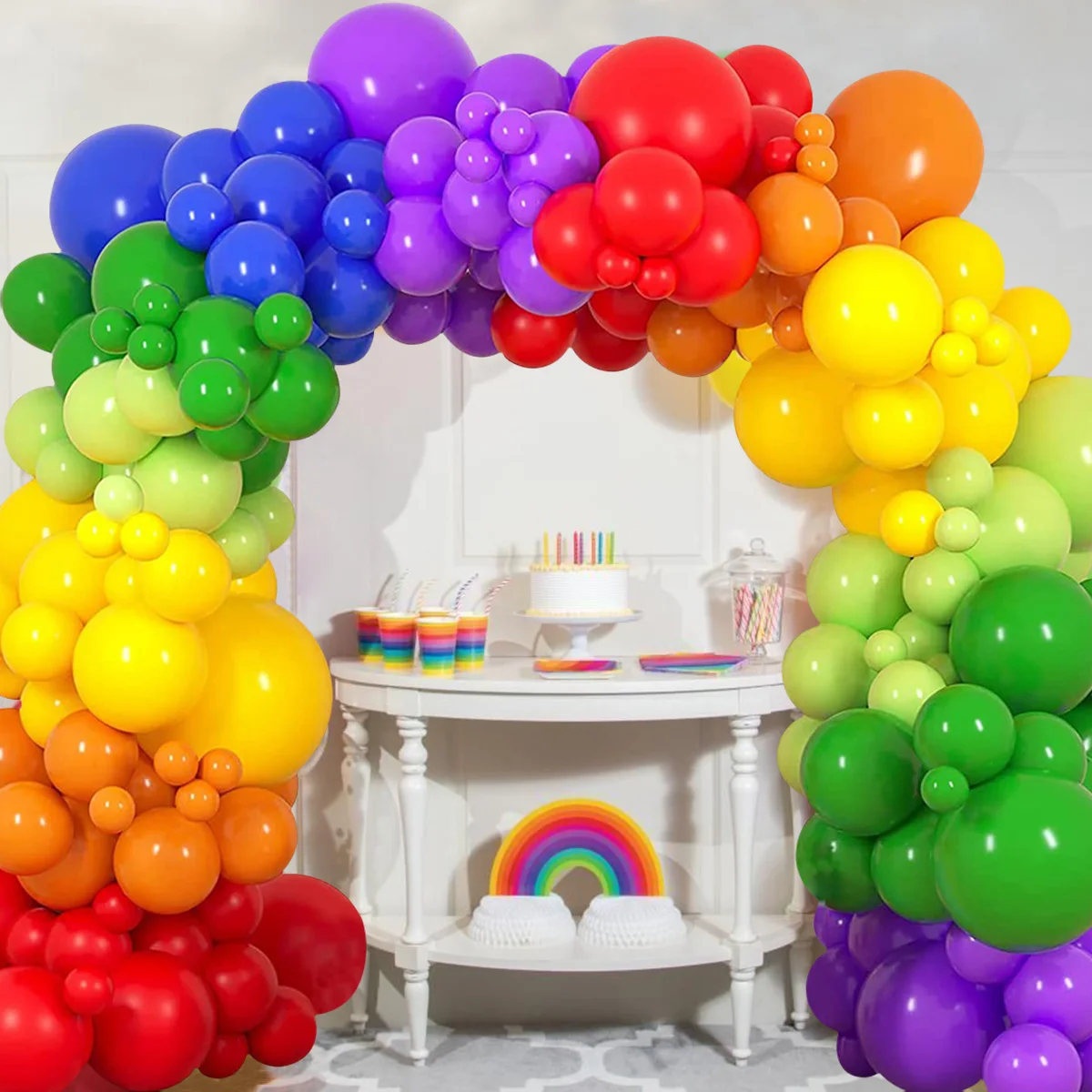 Colorful-Rainbow-Balloon-Garland-Arch-Kit-Multicolor-Latex-Ballon ...