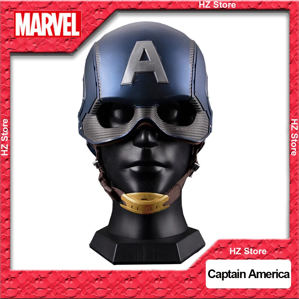Marvel-1-1-Captain-America-Wearable-Helmet-Genuine-Leather-Strap-Battle ...