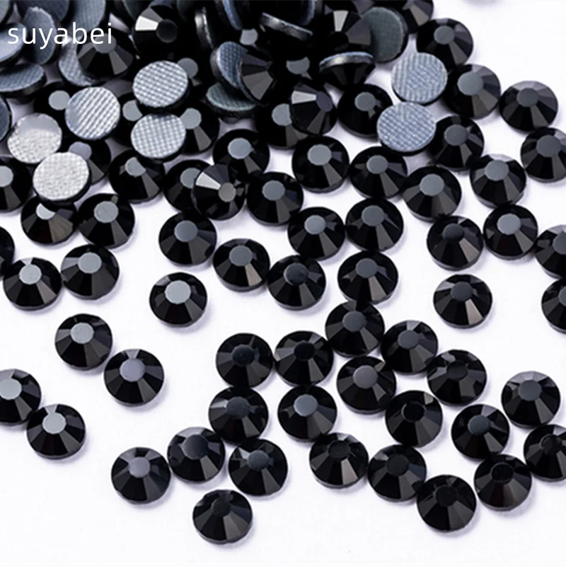 Jet black Rhinestones Crystal Hot Fix Rhinestone Crystal Super Glitter ...