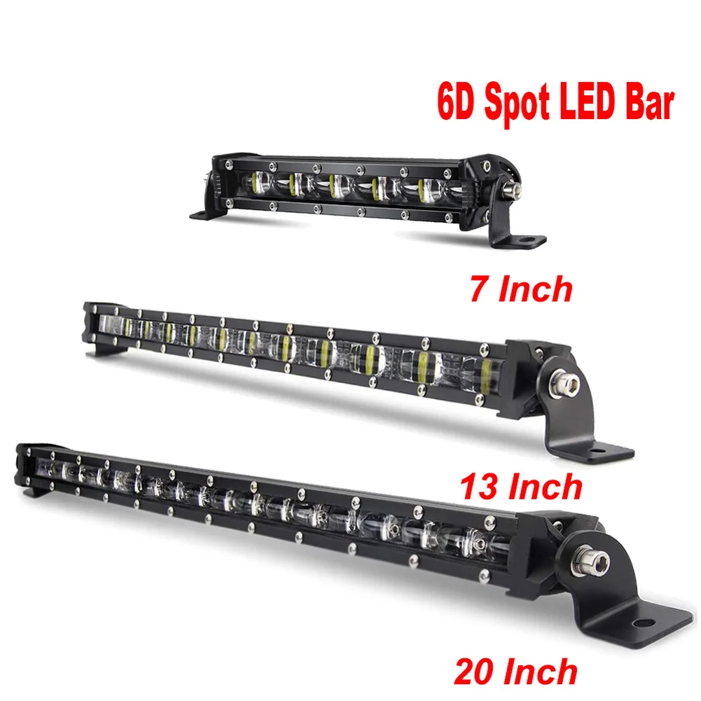 8D 12V 24V LED Light Bar Off road 7" 13" 20" Inch Super Bright Spot LED ...
