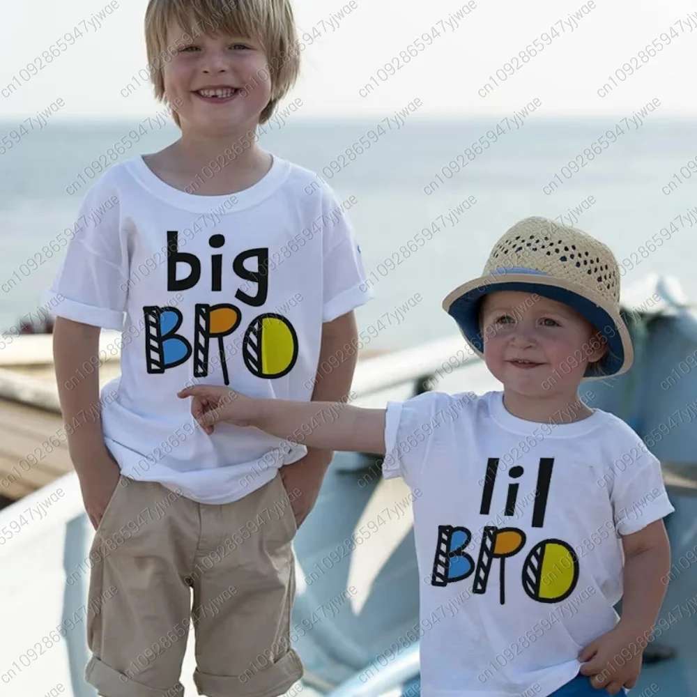 2026 Big Bro Lil Bro Family Matching T-shirts Cartoon Printed Sibling ...