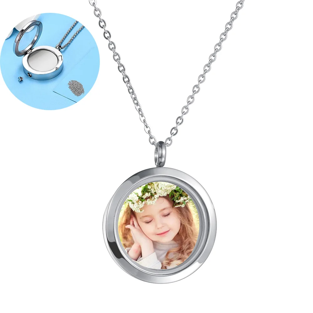 Stainless Steel Pendant Necklace | Stainless Steel Photo Pendant - 30mm ...