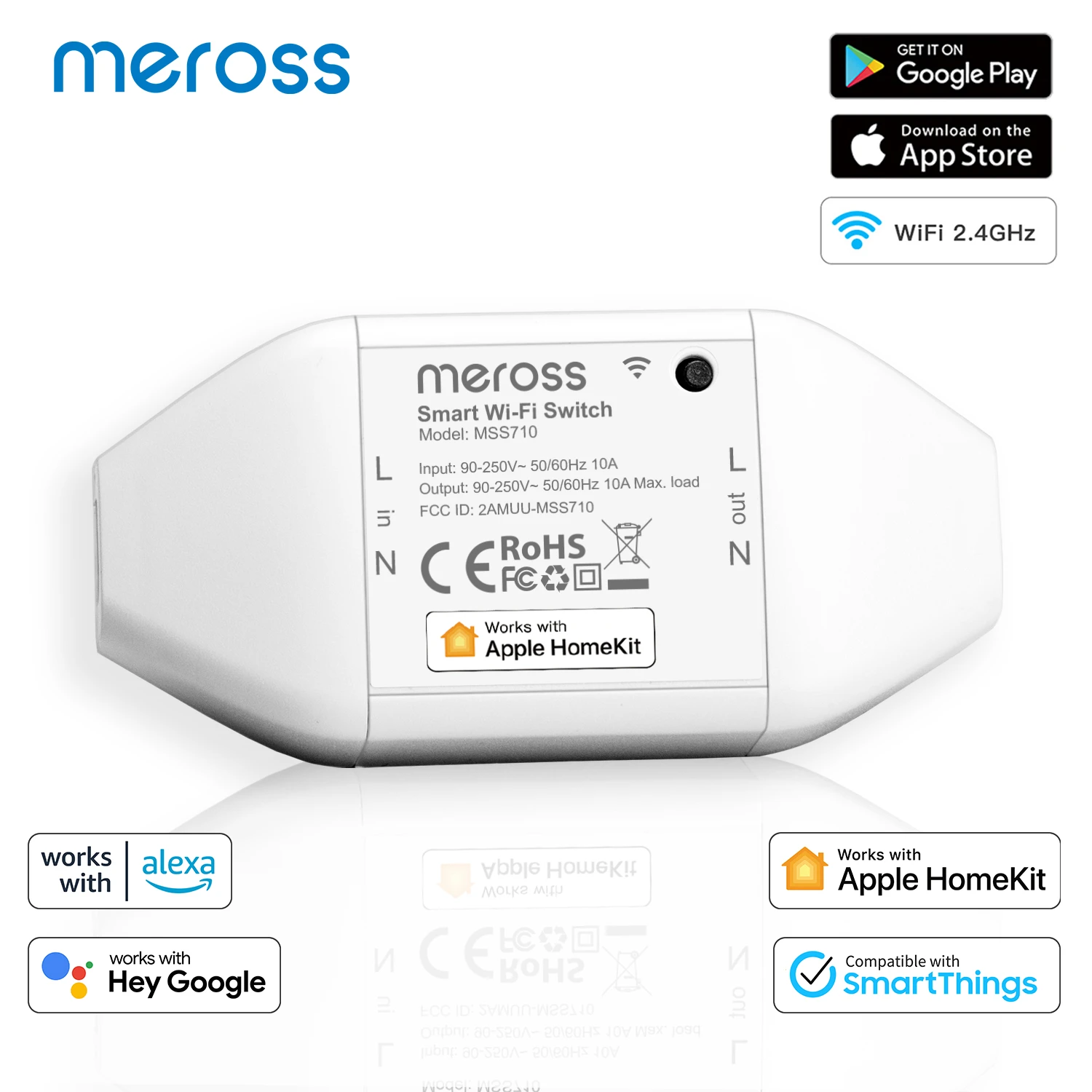 Meross Homekit Diy Smart Switch,wifi Remote Controller Wireless Switches,1/2/3/4/6 Pack,support ...