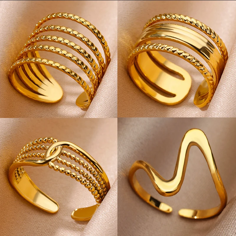 Stainless-Steel-Multi-Layer-Rings-for-Women-Vintage-Punk-Open ...