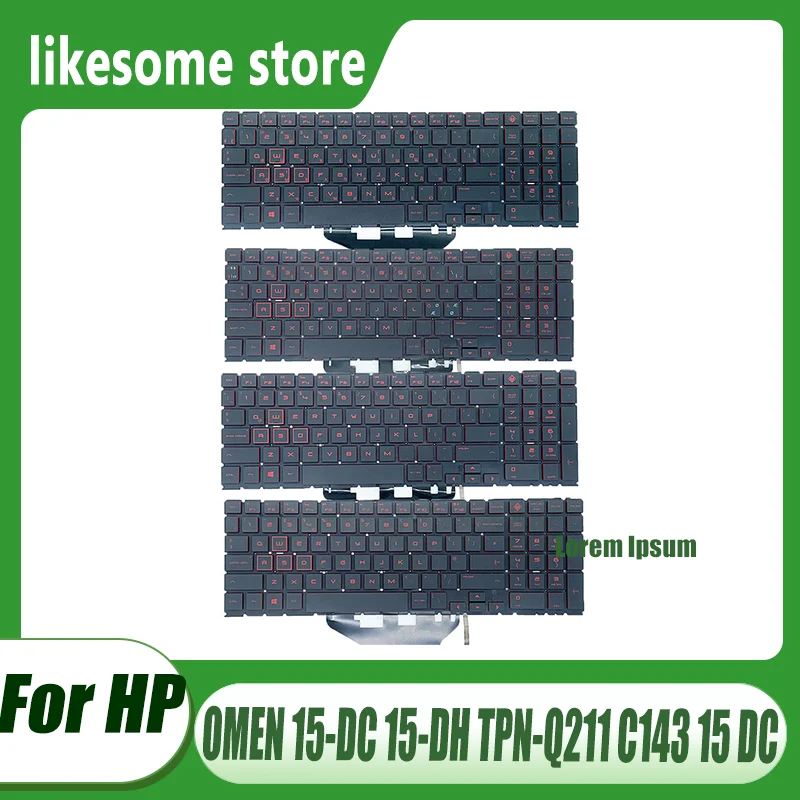 Ru/la/uk New Laptop Keyboard With Red Backlit For Hp Omen 15-dc 15-dh ...