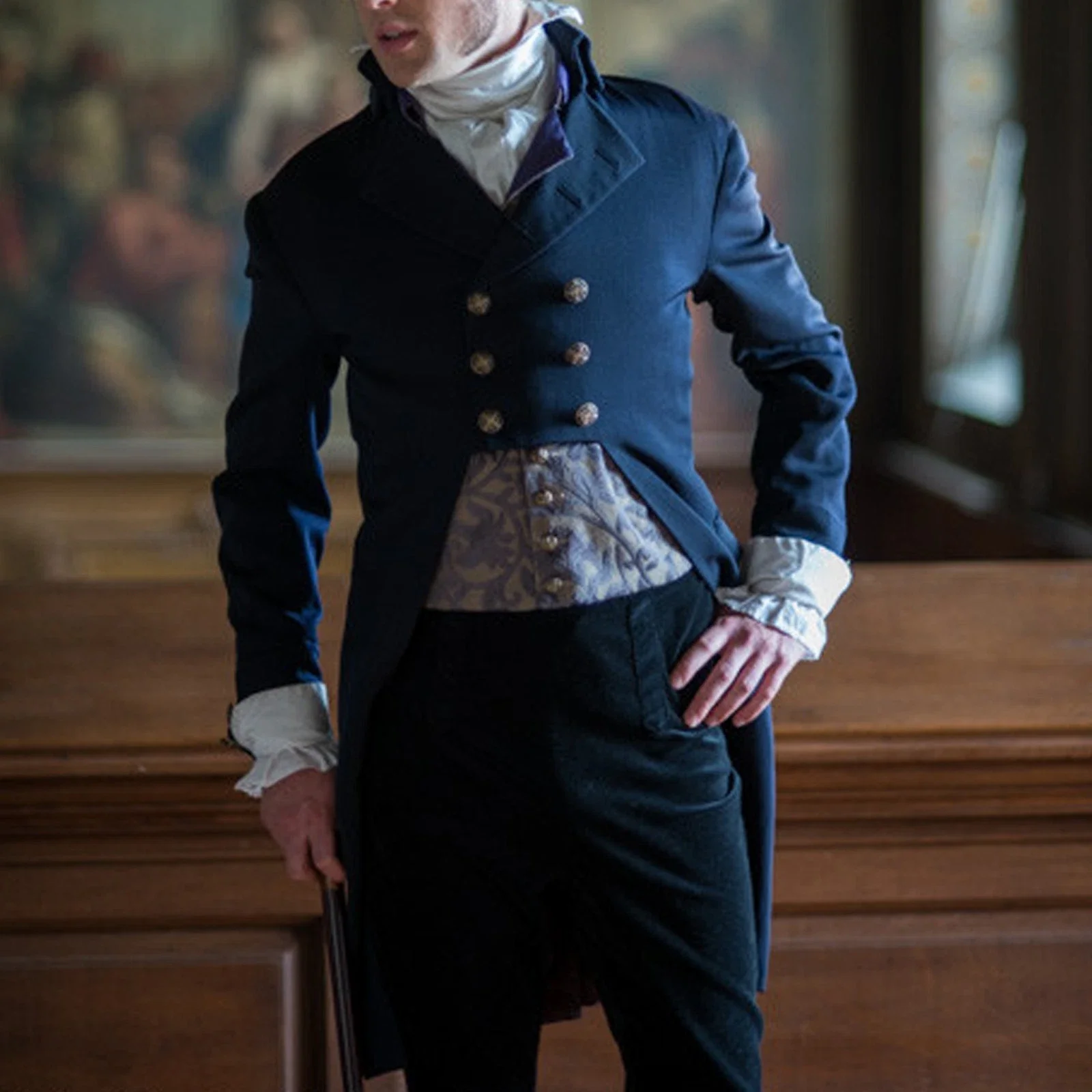 Anthony Cosplay Costume Blue Outfits Men's Victorian British Regency ...