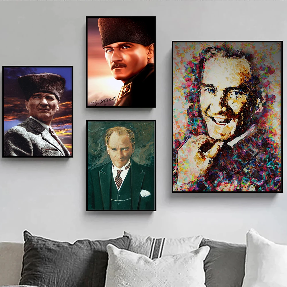 Smiling-Mustafa-Kemal-Ataturk-Portrait-Canvas-Print-Wall-Art-Poster ...