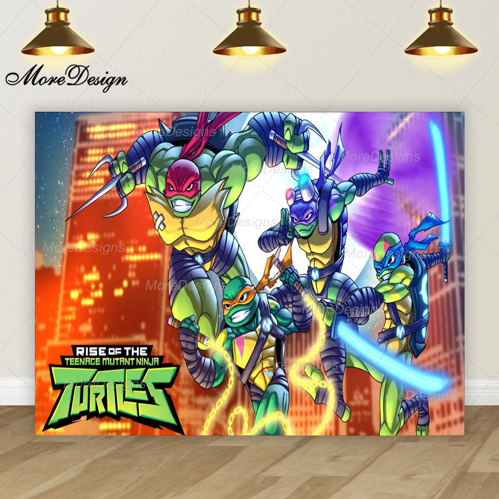Ninja Turtles Photo Backdrop Boys Birthday Party TMNT City Building ...