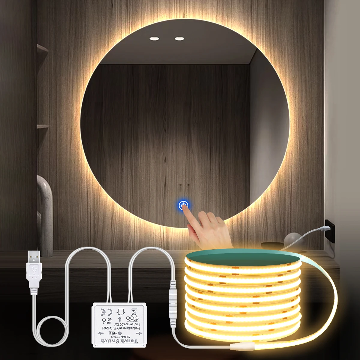 Tira-de-luces-LED-COB-con-USB-5V-retroiluminaci-n-para-espejo-de ...