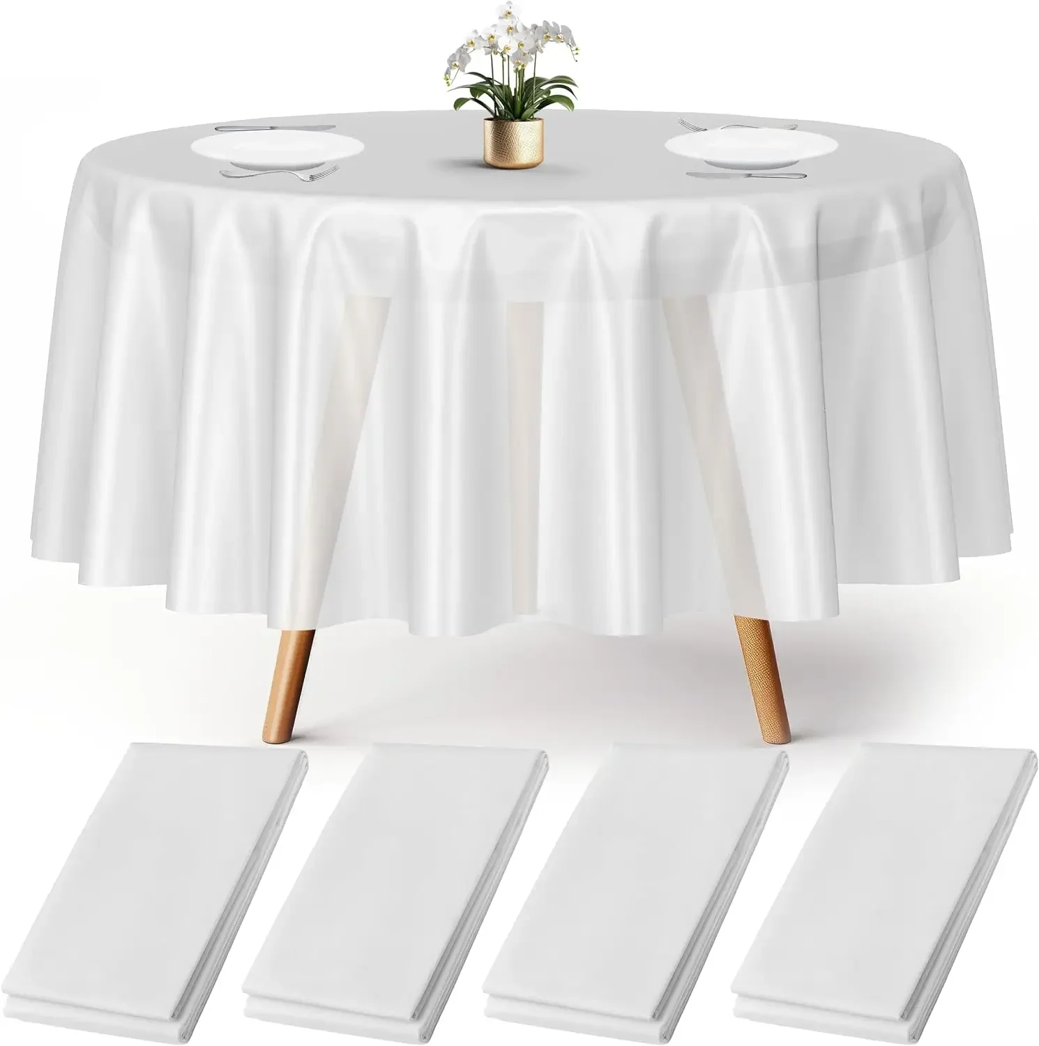 145-335cm-Round-Satin-Tablecloths-White-Overlay-Cover-Smooth-Fabric-for ...