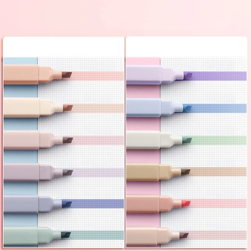 6pcs-Pastel-Color-Highlighter-Pens-Set-Double-Ended-Bold-Brush-Fine ...