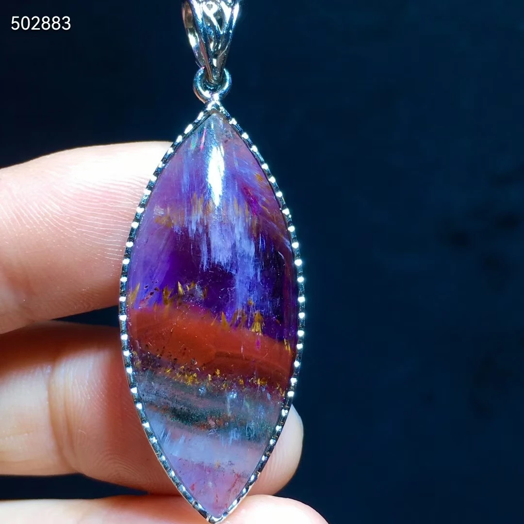 Natural-Purple-Cacoxenite-Red-Auralite-23-Oval-Pendant-Canada-Rutilated ...