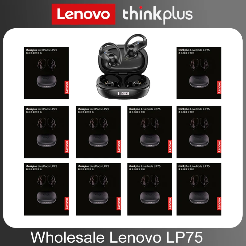 Original-Lenovo-Thinkplus-LP75-Wholesale-5Pcs-10Pcs-Bluetooth-Wireless-Headphones-LED-Digital ...