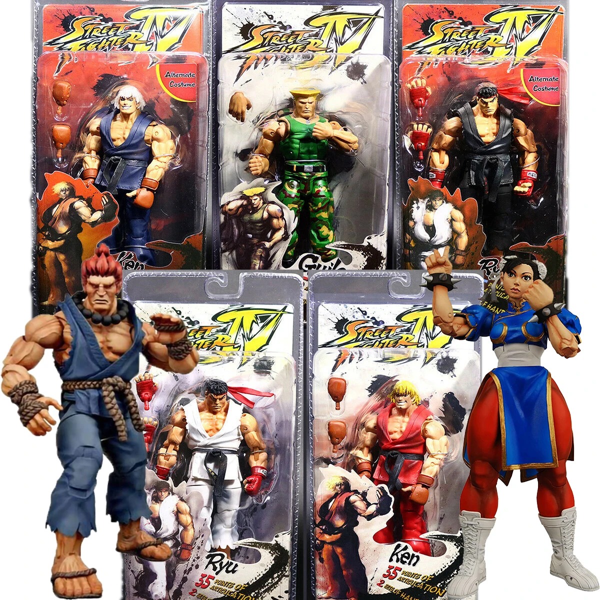 Figura-de-a-o-Anime-Neca-Street-Fighter-Ryu-Ken-Chun-Li-Guile-Gouki ...