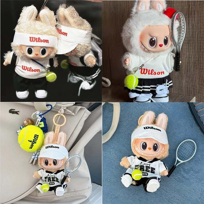 15 17cm For Labubu Doll Sports Suit Tennis Dress up Peaked Cap Canvas ...