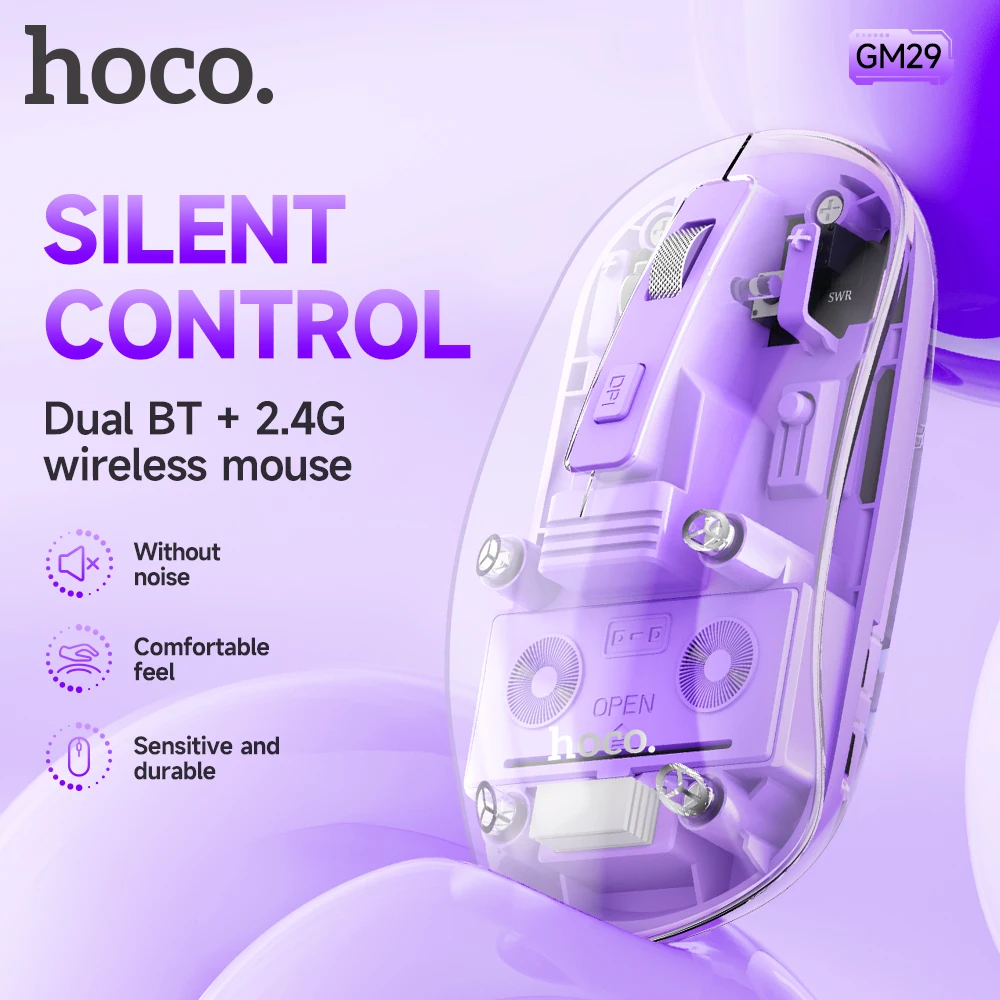 HOCO-GM29-2-4G-Krystal-Dual-Mode-Silent-Wireless-Mouse-DPI-1600-3D ...