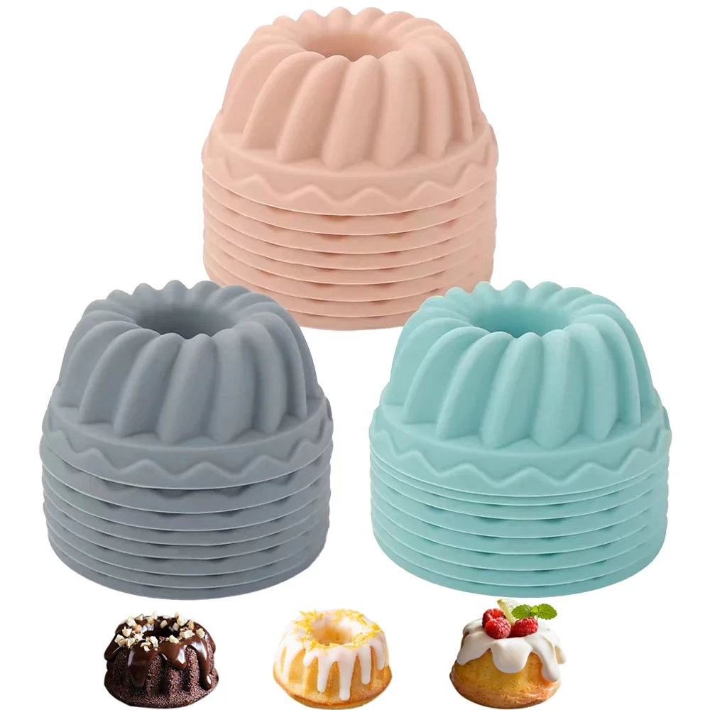 12PCS-Set-Mini-Bundt-Cake-Pan-Non-Stick-Silicone-Cupcake-Liners-Pumpkin ...