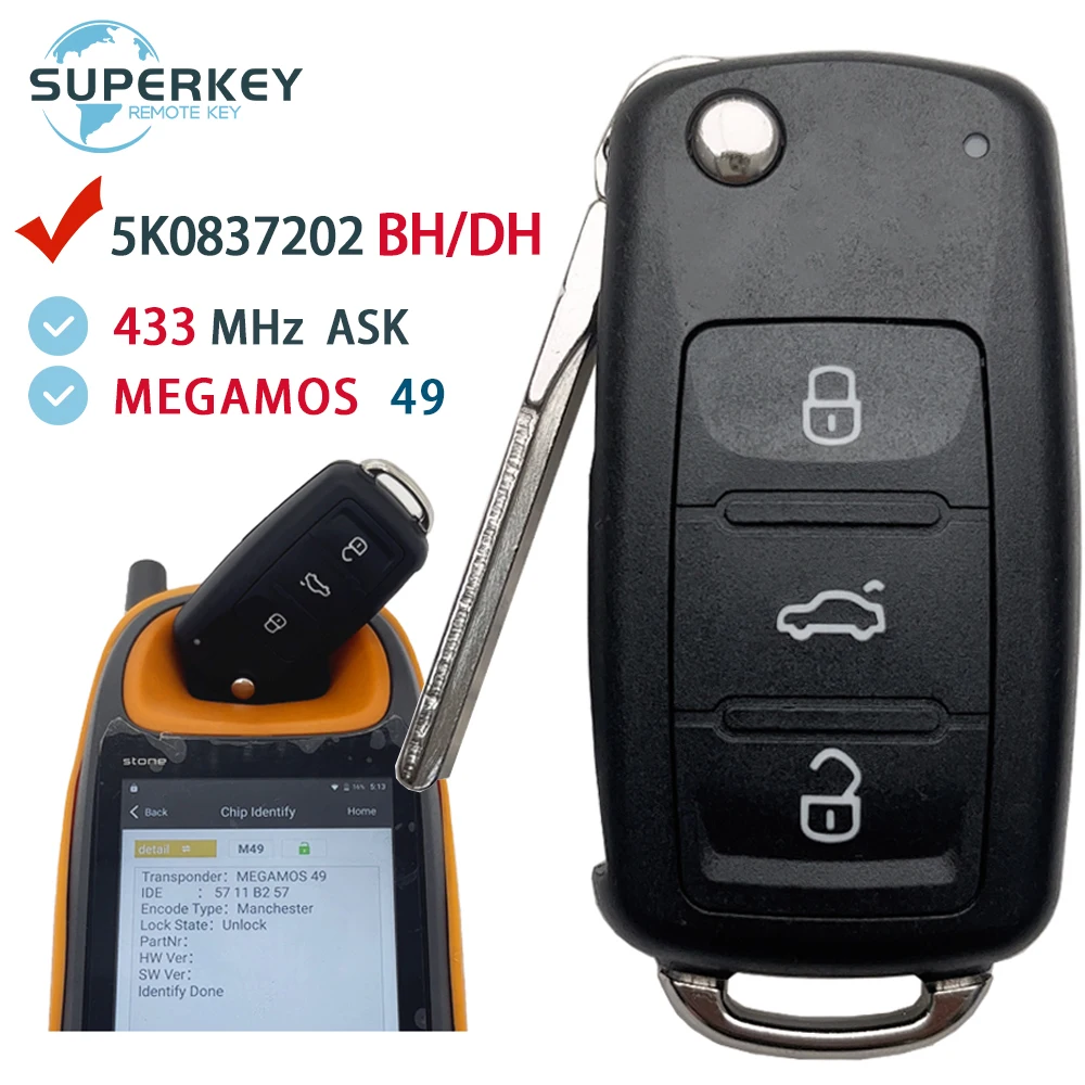 SUPERKEY-5K0837202DH-Original-Shape-MQB-Remote-Key-For-VW-Caddy-Sharan ...