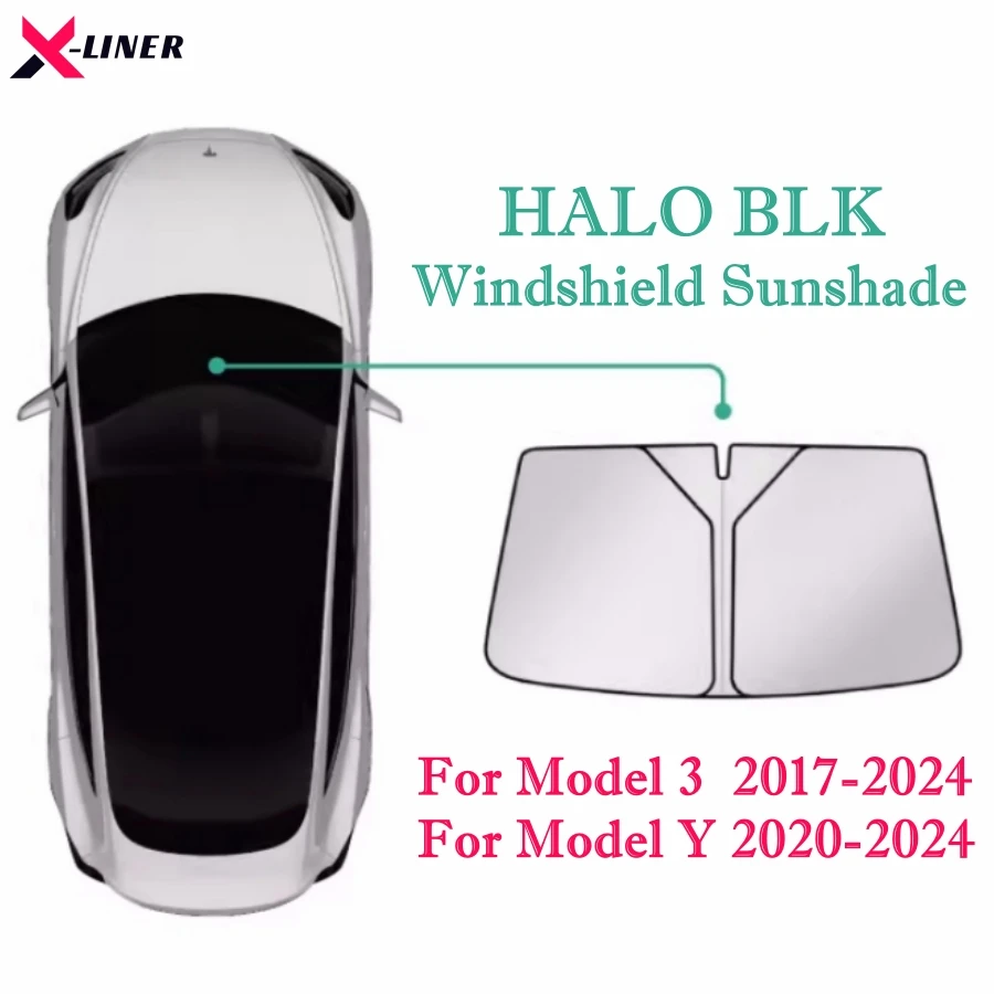 HALO-BLK-Sunshade-for-Tesla-Model-3-Model-Y-2017-2024-Windshield-UV ...