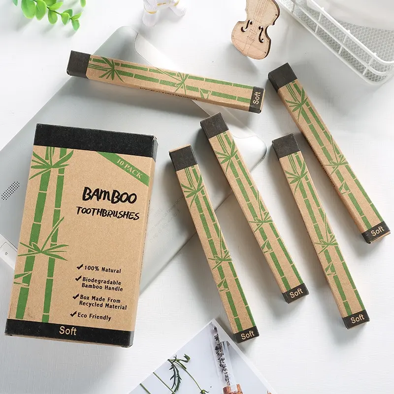 Bamboo Toothbrush Set of 10 - Eco Pureland eco-friendly products Buy ...