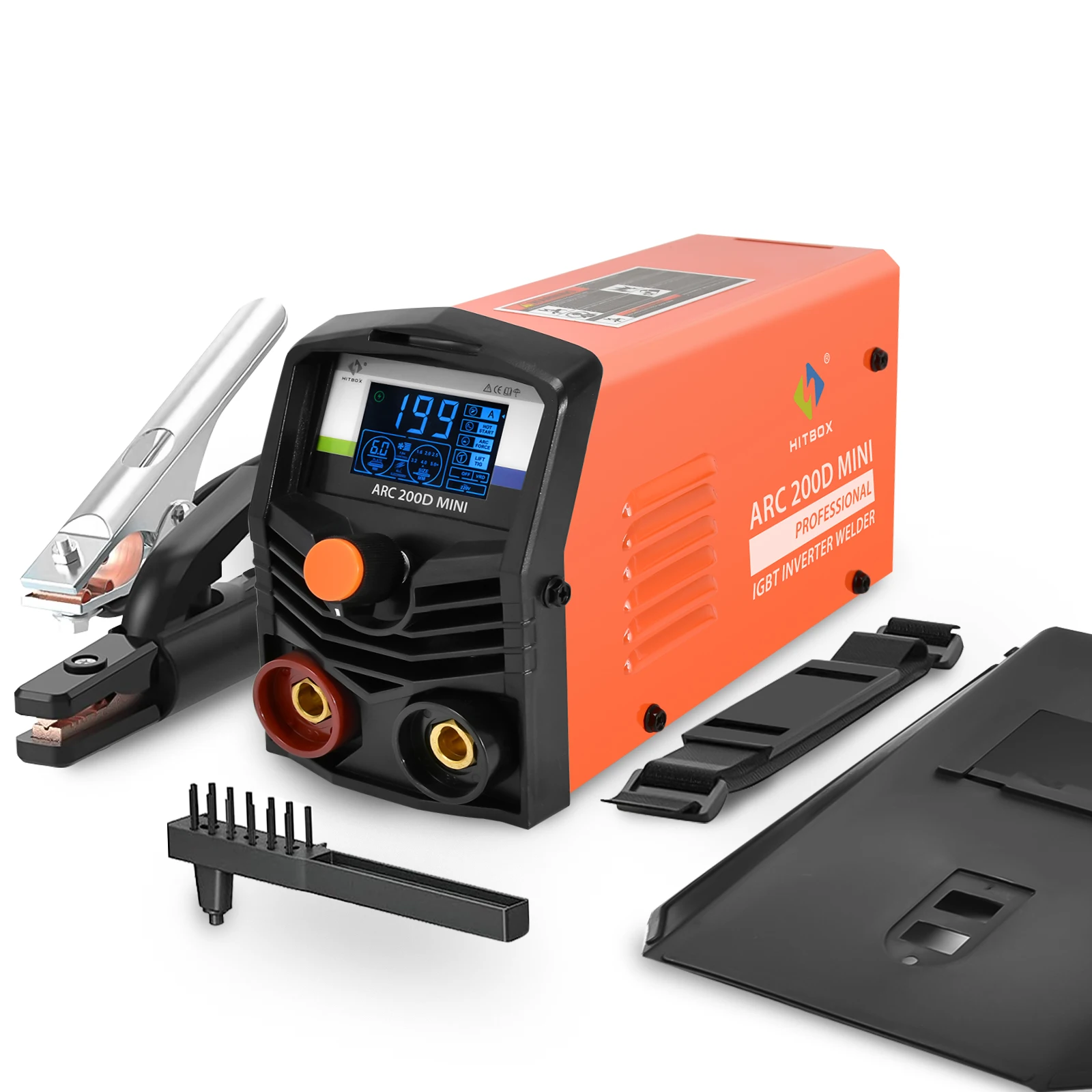 110V/220V HITBOX 2 IN 1 ARC200D 200A IGBT Compact Inverter Welder LCD ...
