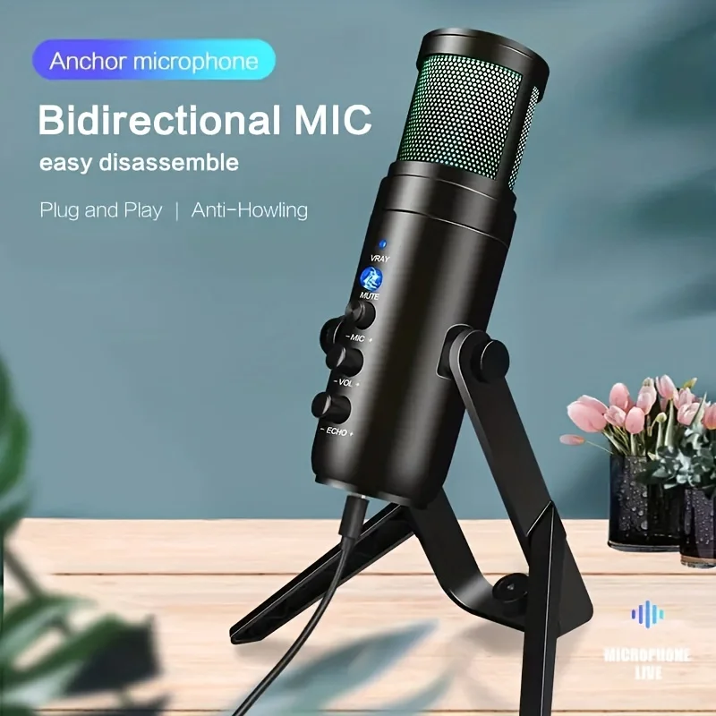 RGB-Condenser-USB-Microphone-Live-Streaming-Equipment-For-Karaoke ...