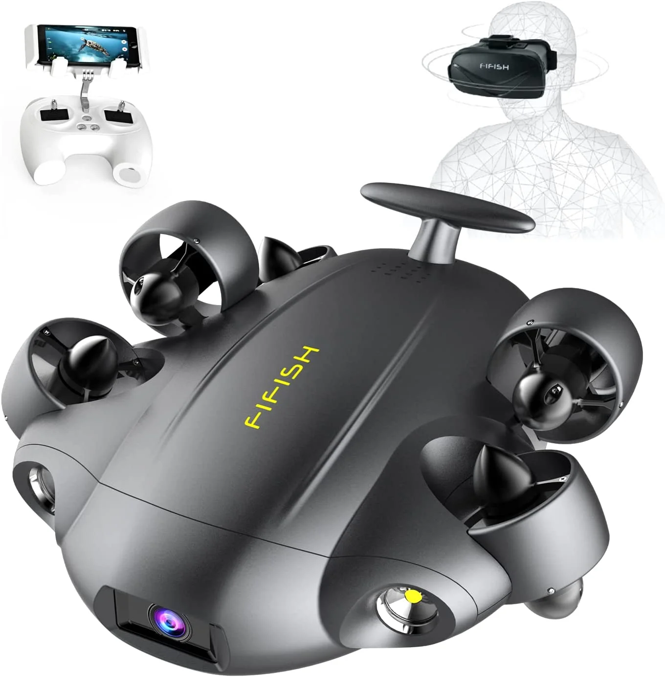 Fifish-Mini Rov Drone Subaquático com Câmera 4K, V6E, Mergulho ...