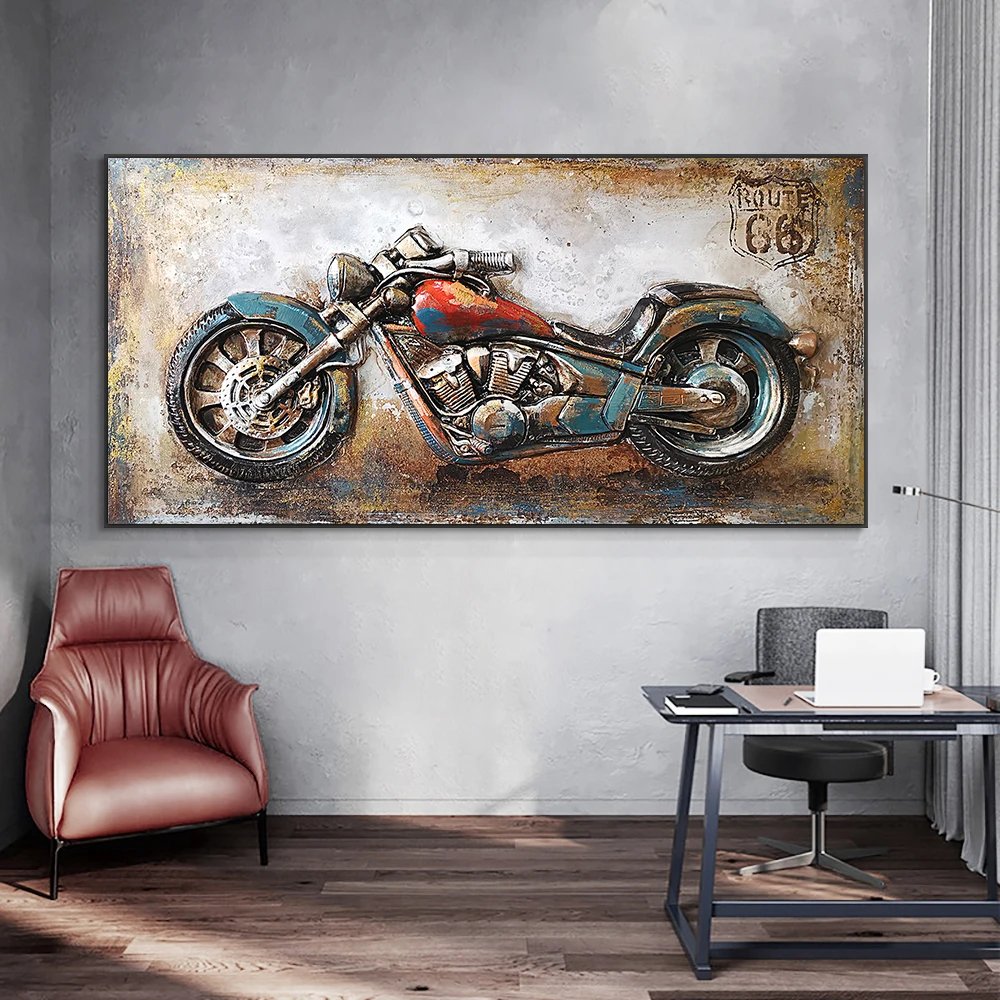Retro-Abstract-Motorcycle-Wall-Art-Canvas-Painting-Modern-Art-Nostalgic ...