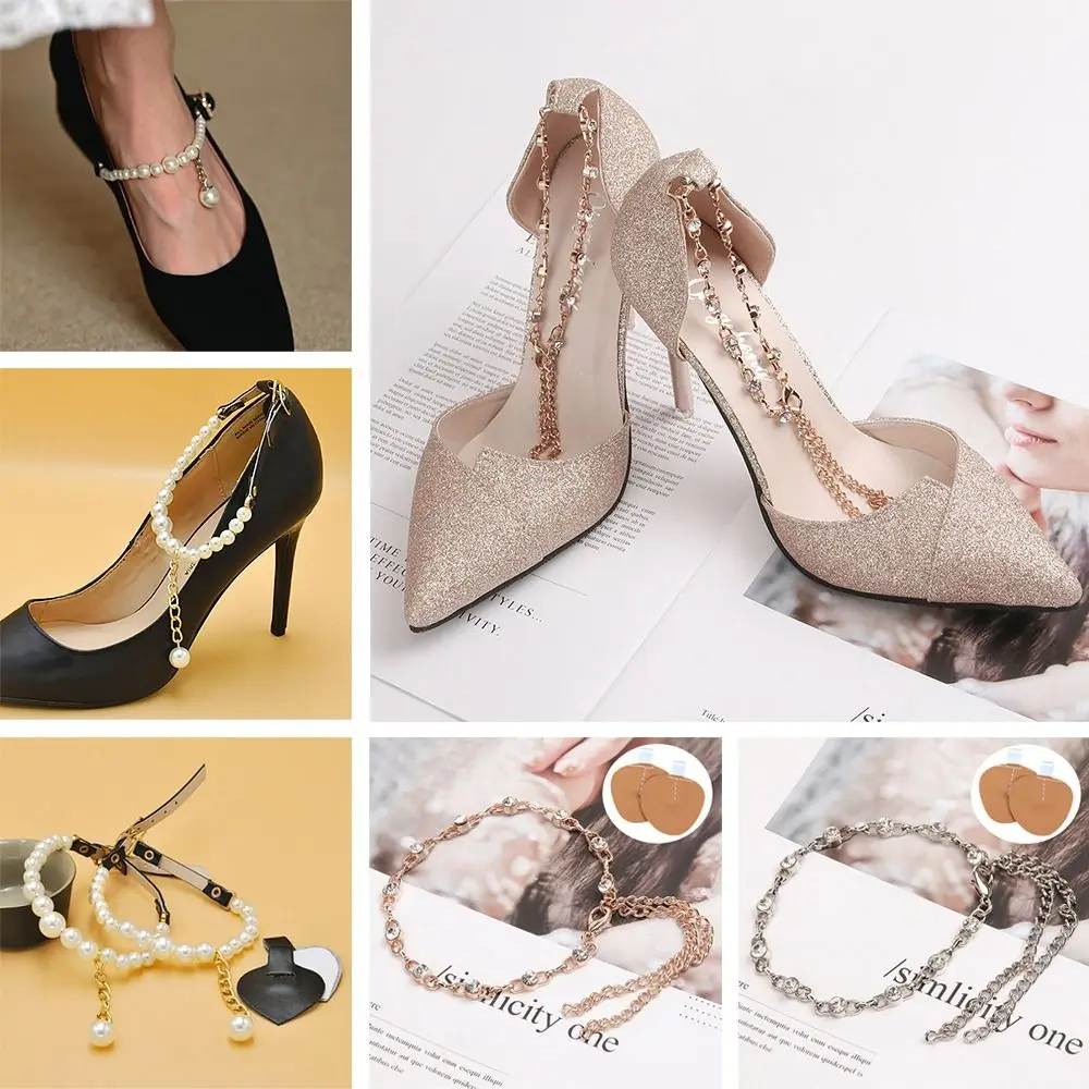 Heel Ankle Chain Ankle Holding Anti skid Pearl Heels Band High Heels ...