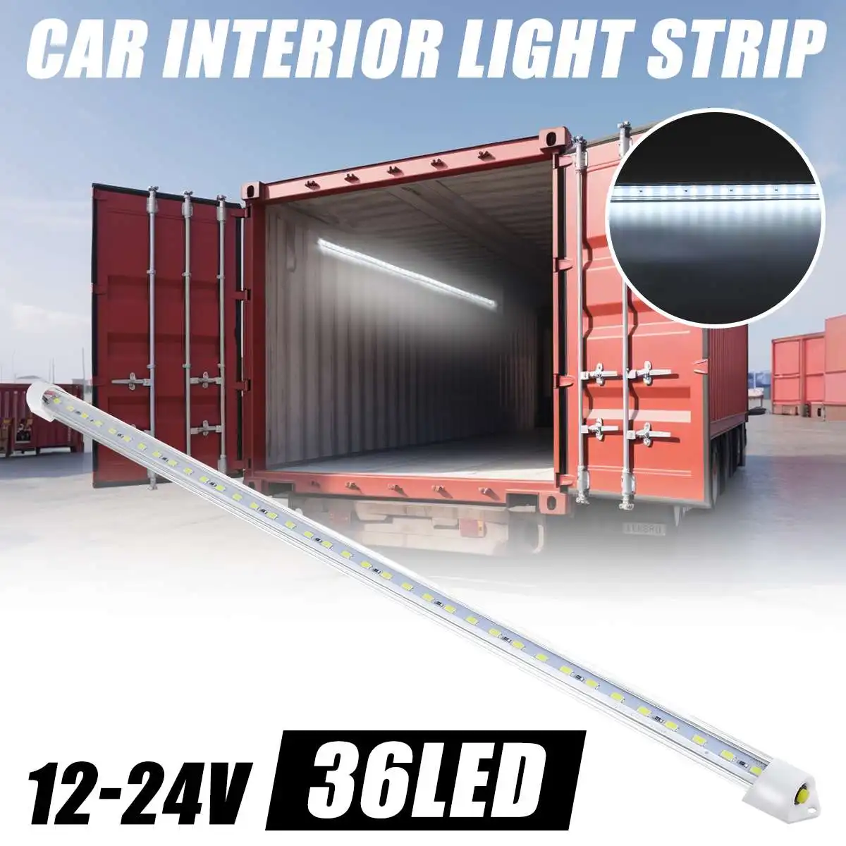 50CM 36 LED 12V Car Interior Led Light Bar White Light Tube with Switch ...