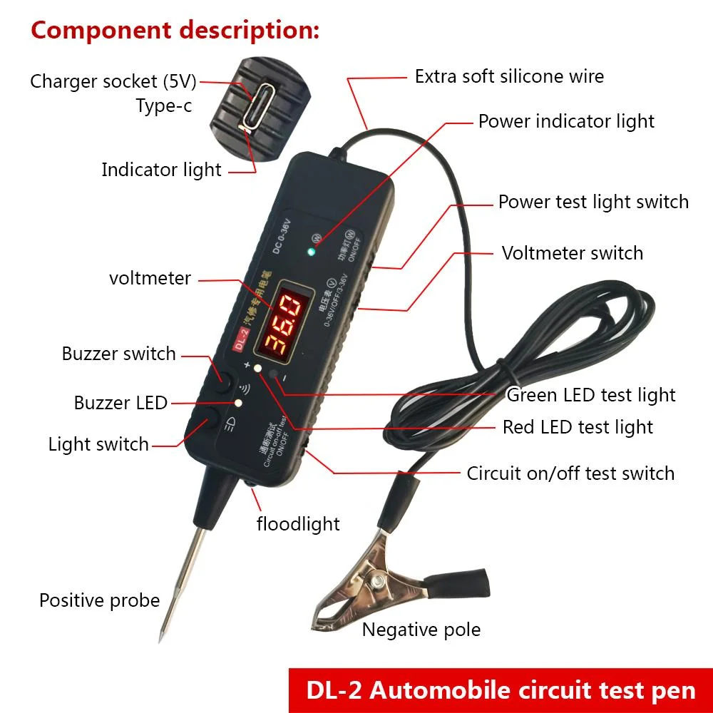 Upgrade New Auto Circuit Tester DC 0-36V Vehicle Pulse Sensor Signal ...