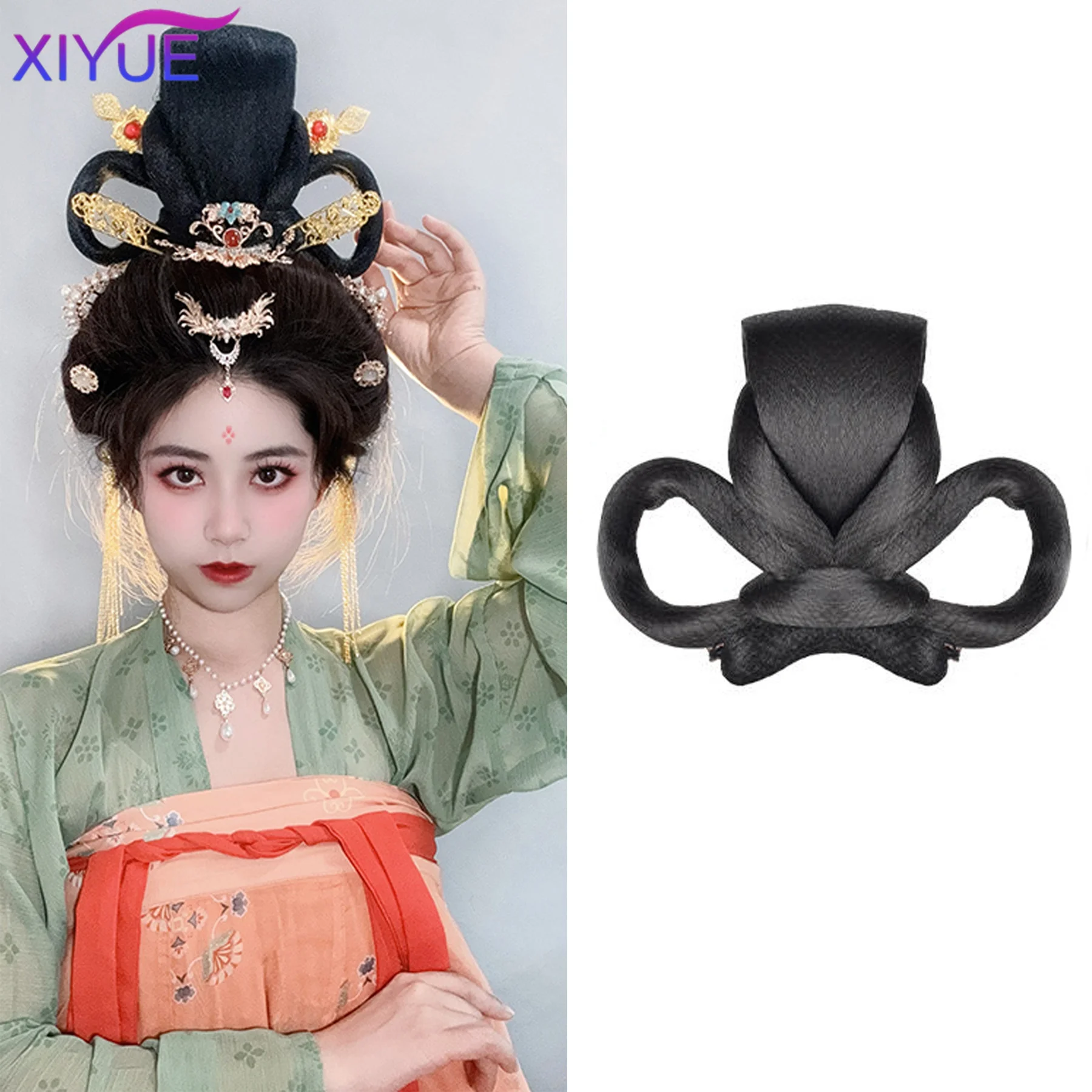 XIYUE-Chinese-Traditional-Retro-Black-Hair-Chignon-Synthetic-Fake-Hanfu ...