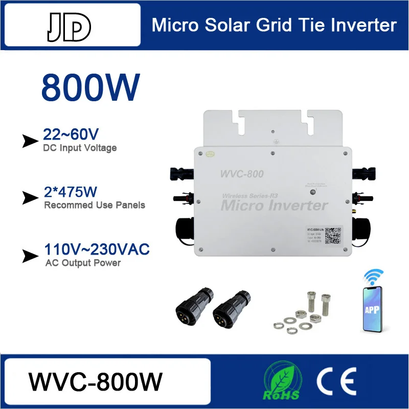WVC 800W Micro Inverter R3 Wireless Series DC22 60V to AC110V/230V ...