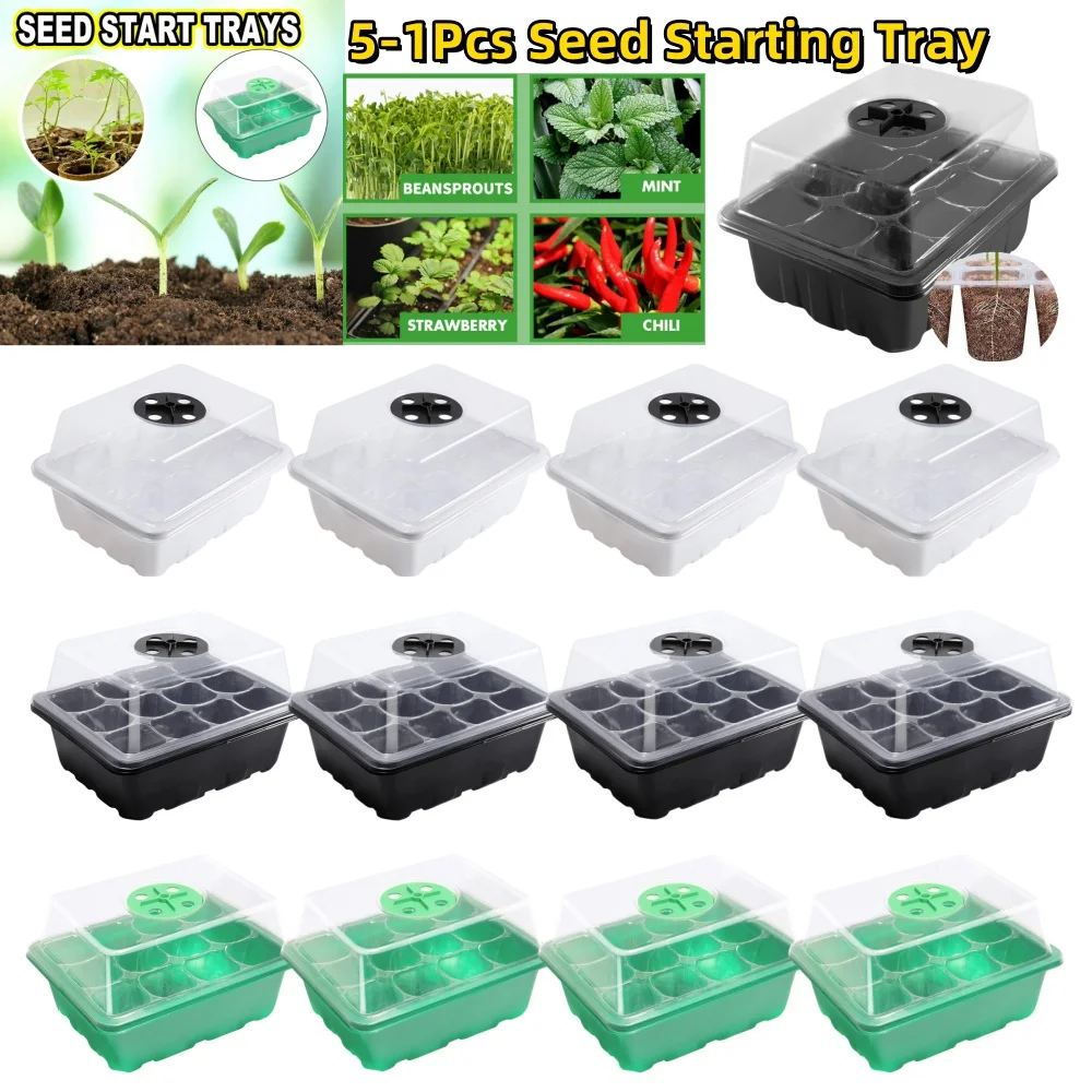 5-1Pcs-12-Grids-Seed-Starter-Kit-Plant-Seeds-Grow-Box-Seedling-Trays ...