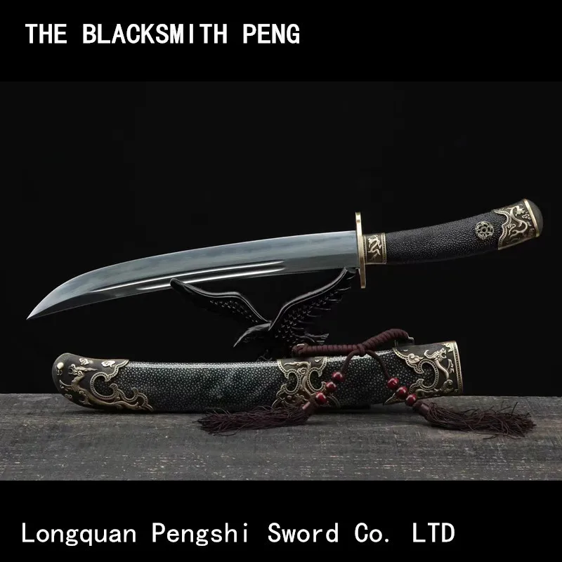 Fish-sheath-Damascus-steel-Hamon-Retro-broadsword-Chinese-Qing-dynasty ...