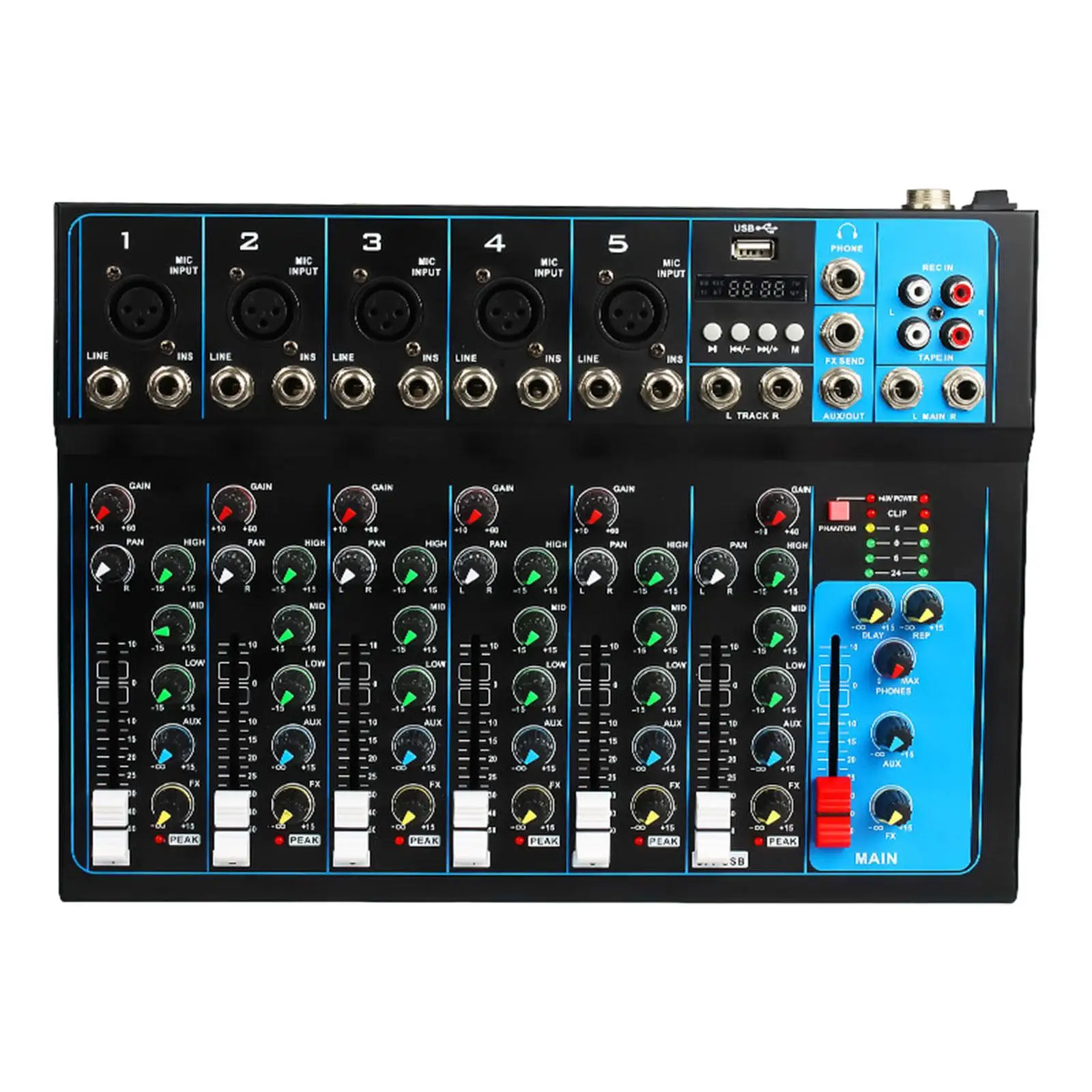 Audio-Mixer-Connect-Microphone-Computer-Power-Amplifier-DJ-Sound-Mixing ...