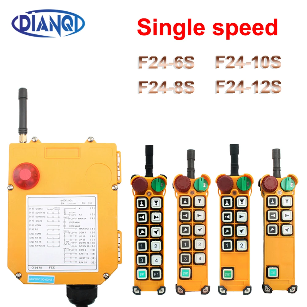 F24-6S 8S 10S 12S Single speed Industrial Wireless Radio remote controller switch control Hoist ...