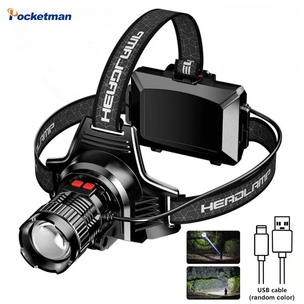 Strong Light Headlight Small Electric Fan Zoomable Headlamp White Light ...