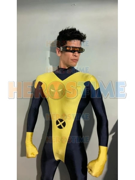 Cyclops Cosplay Costume Navy Blue and Yellow Spandex Zentai Costume ...