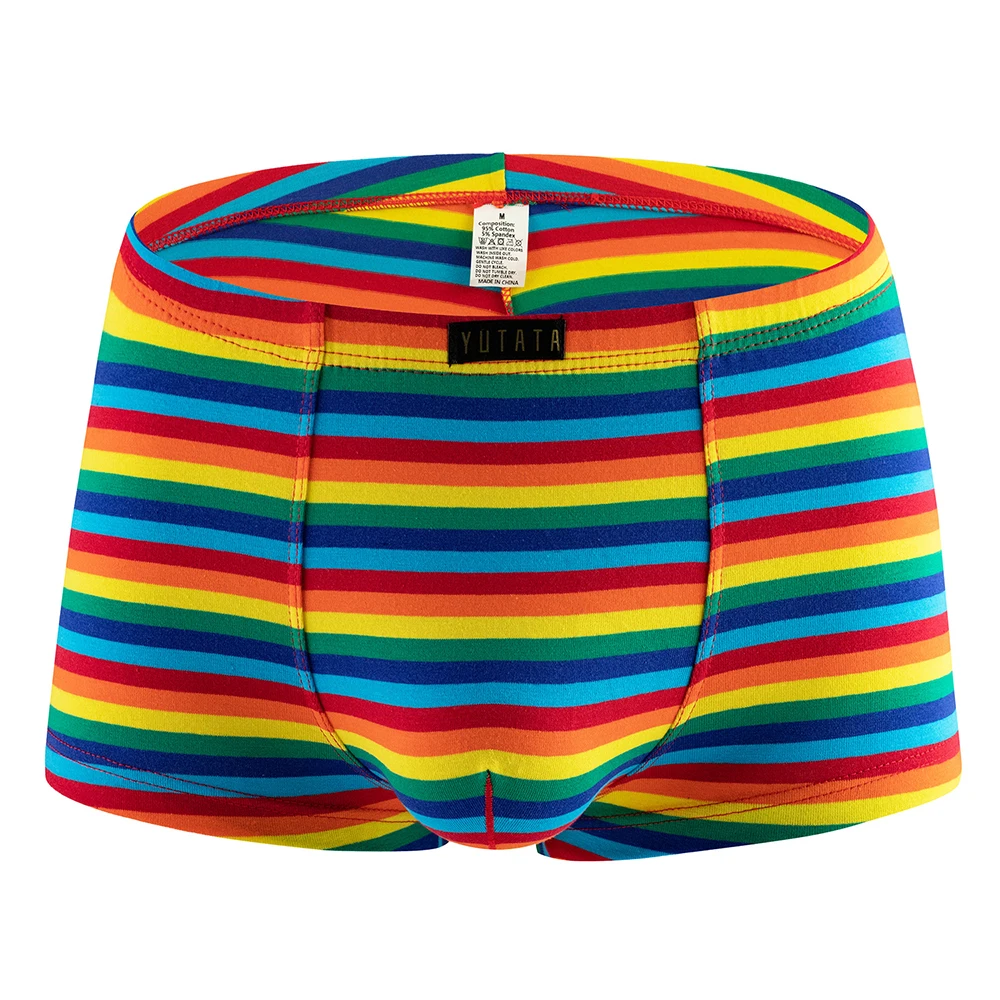 Men Striped Breathable Shorts Trunks Boxer Briefs Tight Boxers