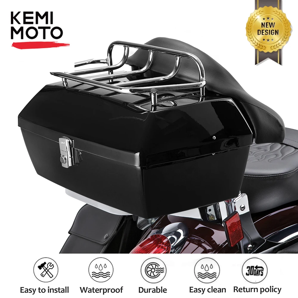 KEMIMOTO 48L Universal Motorcycle Trunk Rear Storage Box Tail Luggage ...