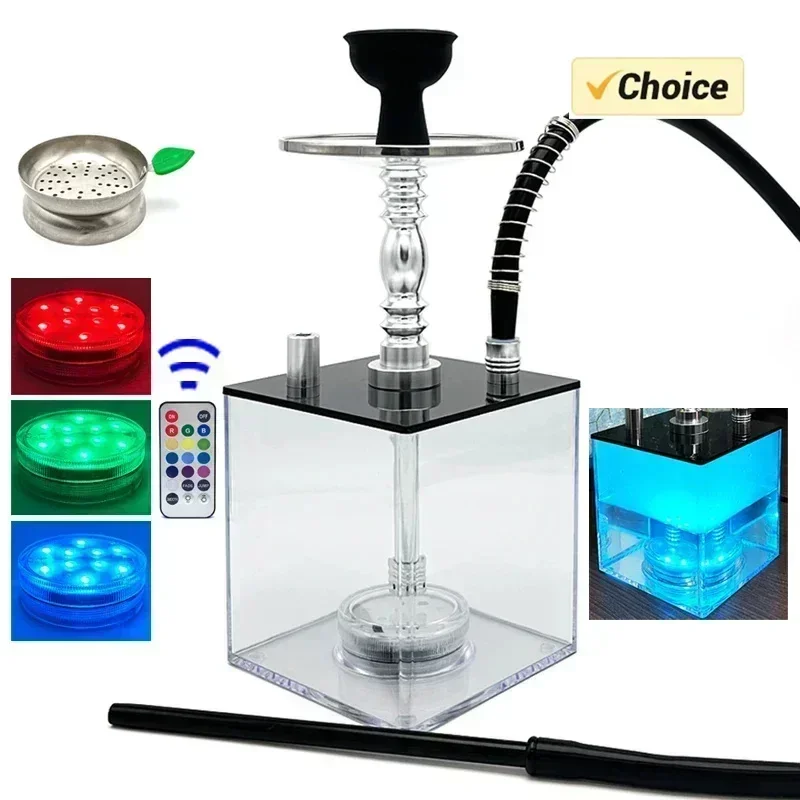 Set de Hookah de Acrílico con Luz LED - Caja para Shisha, Pipa de Agua ...