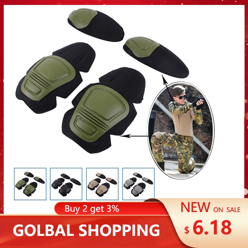 Knee Pads Military Elbow Support Paintball Airsoft Protection Tactical ...